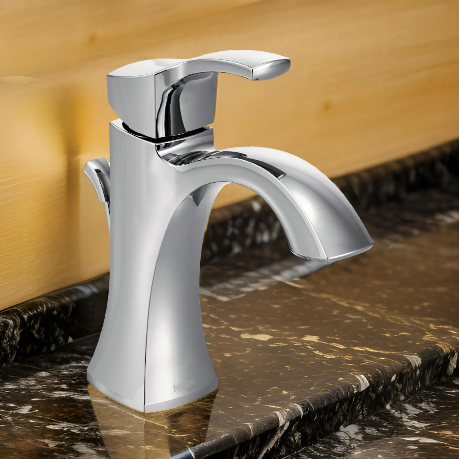 Moen Voss Single-Handle High Arc Chrome Bathroom Faucet with Escutcheon ...