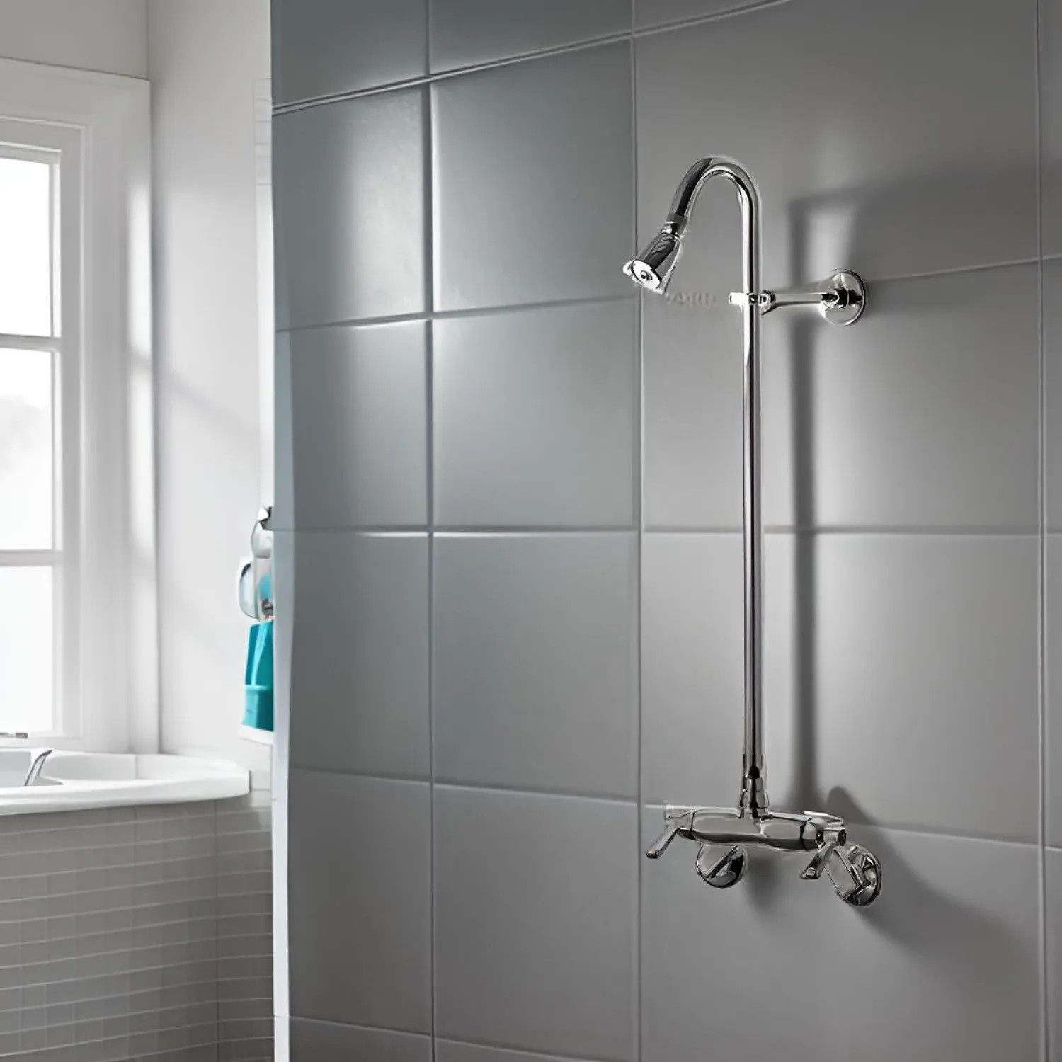 Chicago Faucets Exposed Two-Handle Shower Kit w/ Fitting, Arm, Shower ...
