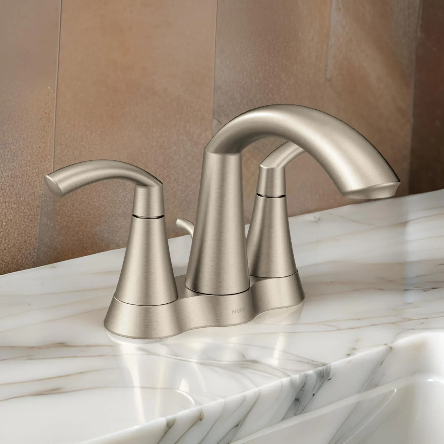 Moen Glyde Two-Handle High-Arc Centerset Brushed Nickel Bathroom Faucet ...