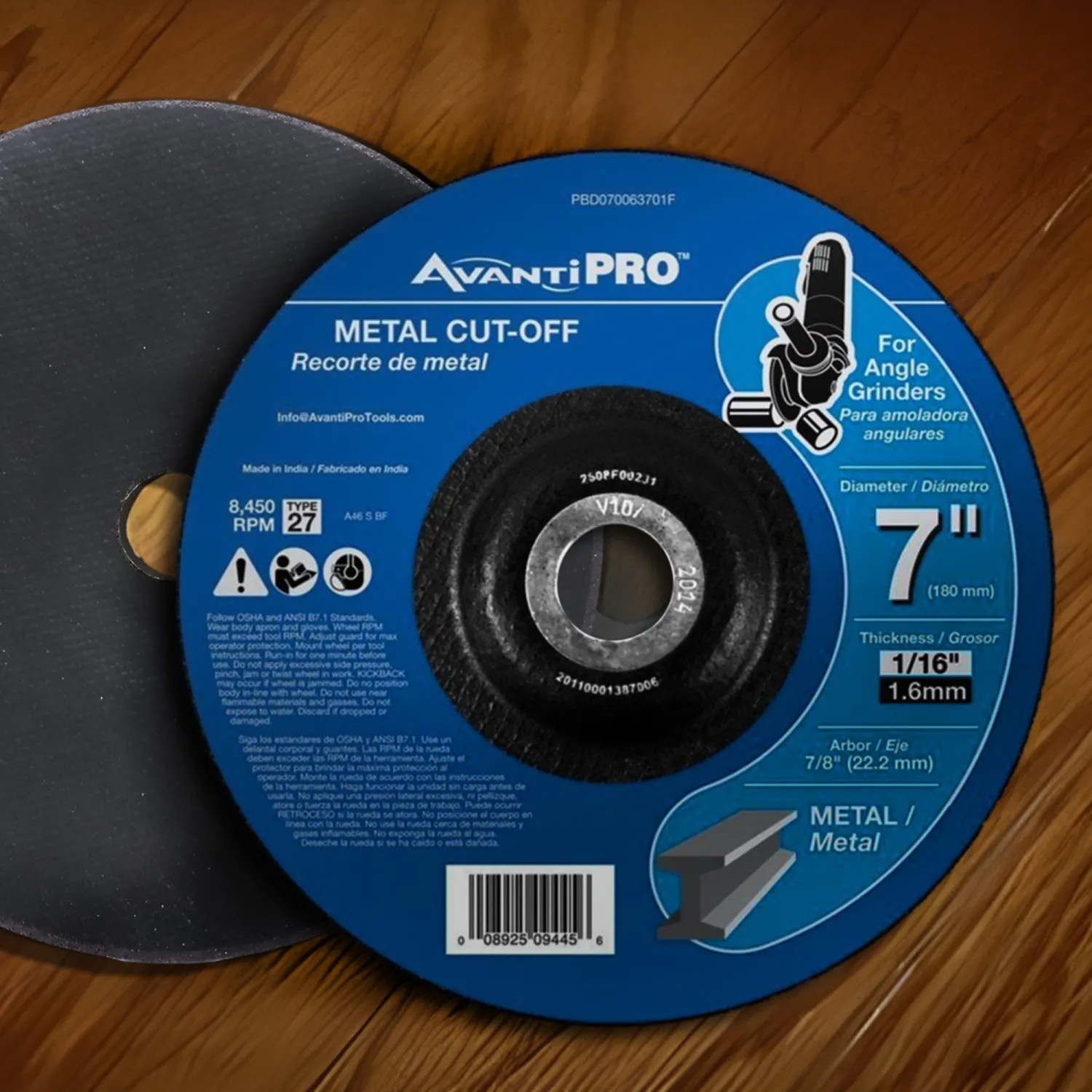 Avanti Pro 7" Metal Cut-Off Disc Depressed Center with 7/8" Arbor, Type ...