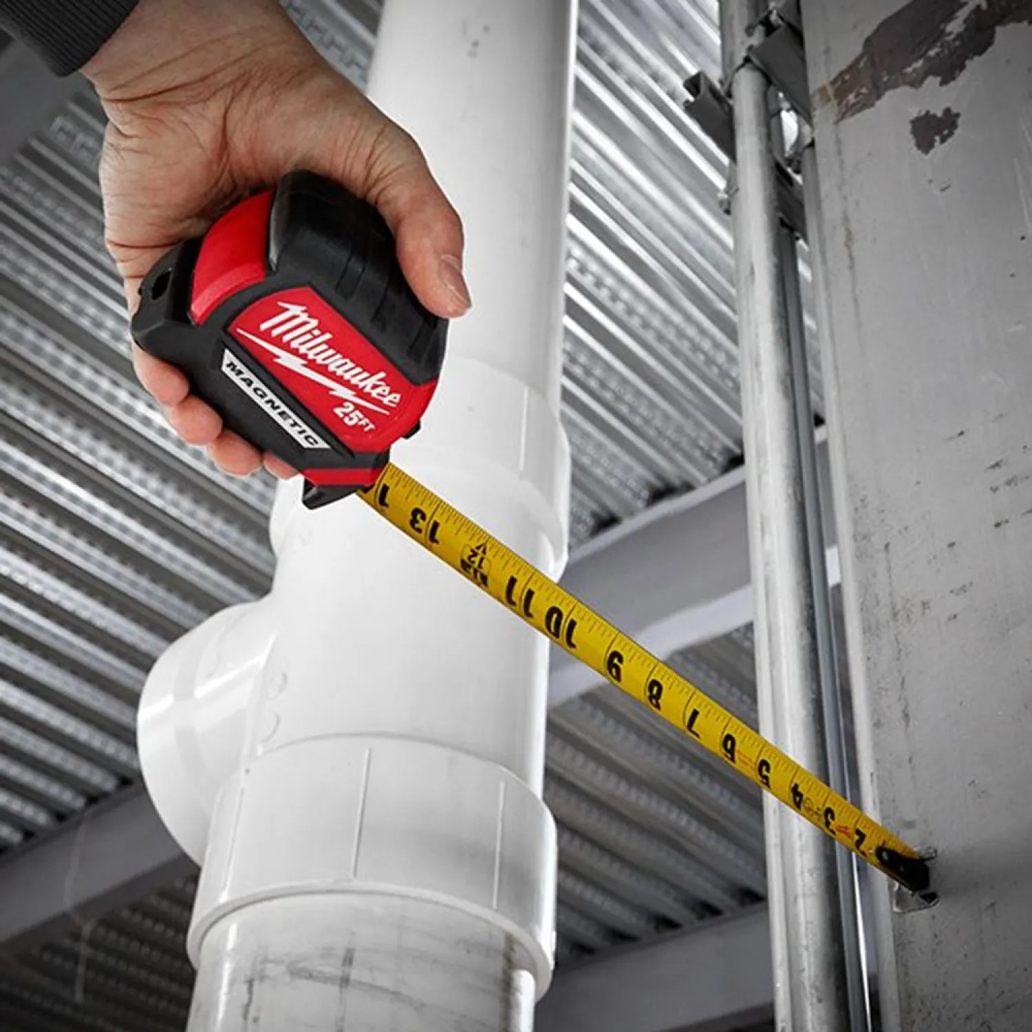 Milwaukee 25' x 1-1/16" Compact Magnetic Tape Measure with 15' Standout ...