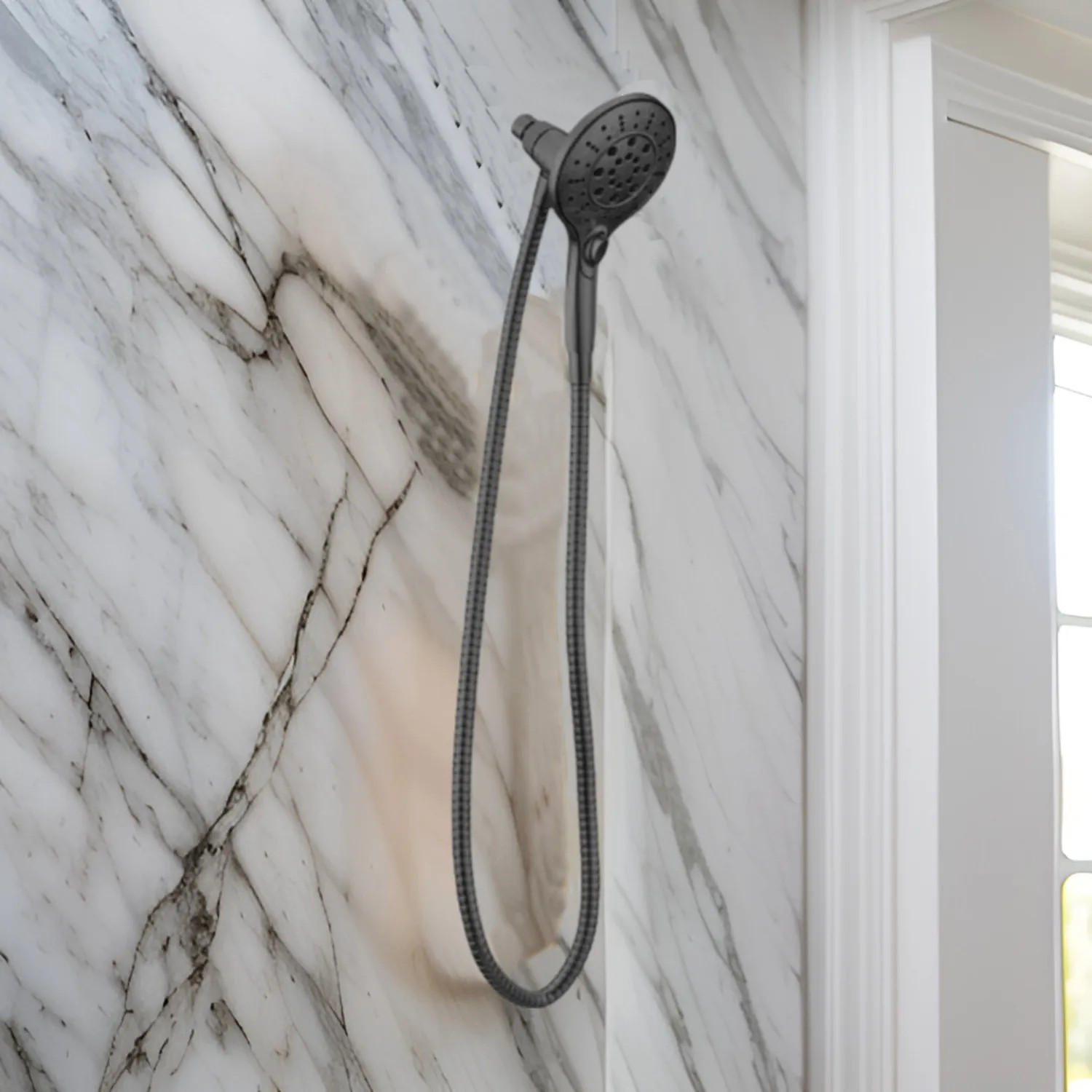 Moen Attract 5-1/2" Six-Function Round Matte Black Hand Shower with ...