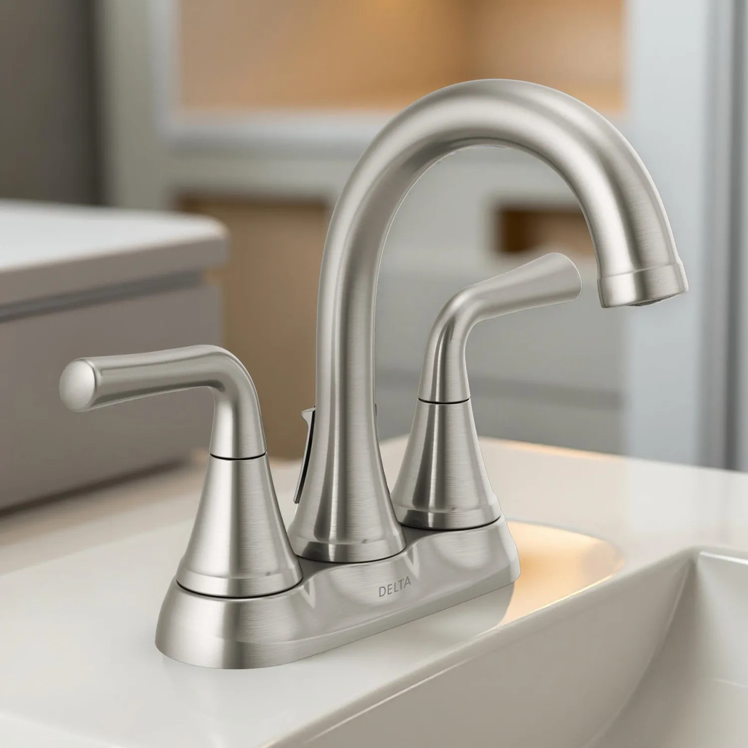 Delta Kayra Two Handle Centerset Bathroom Faucet with 50/50 Pop-Up ...