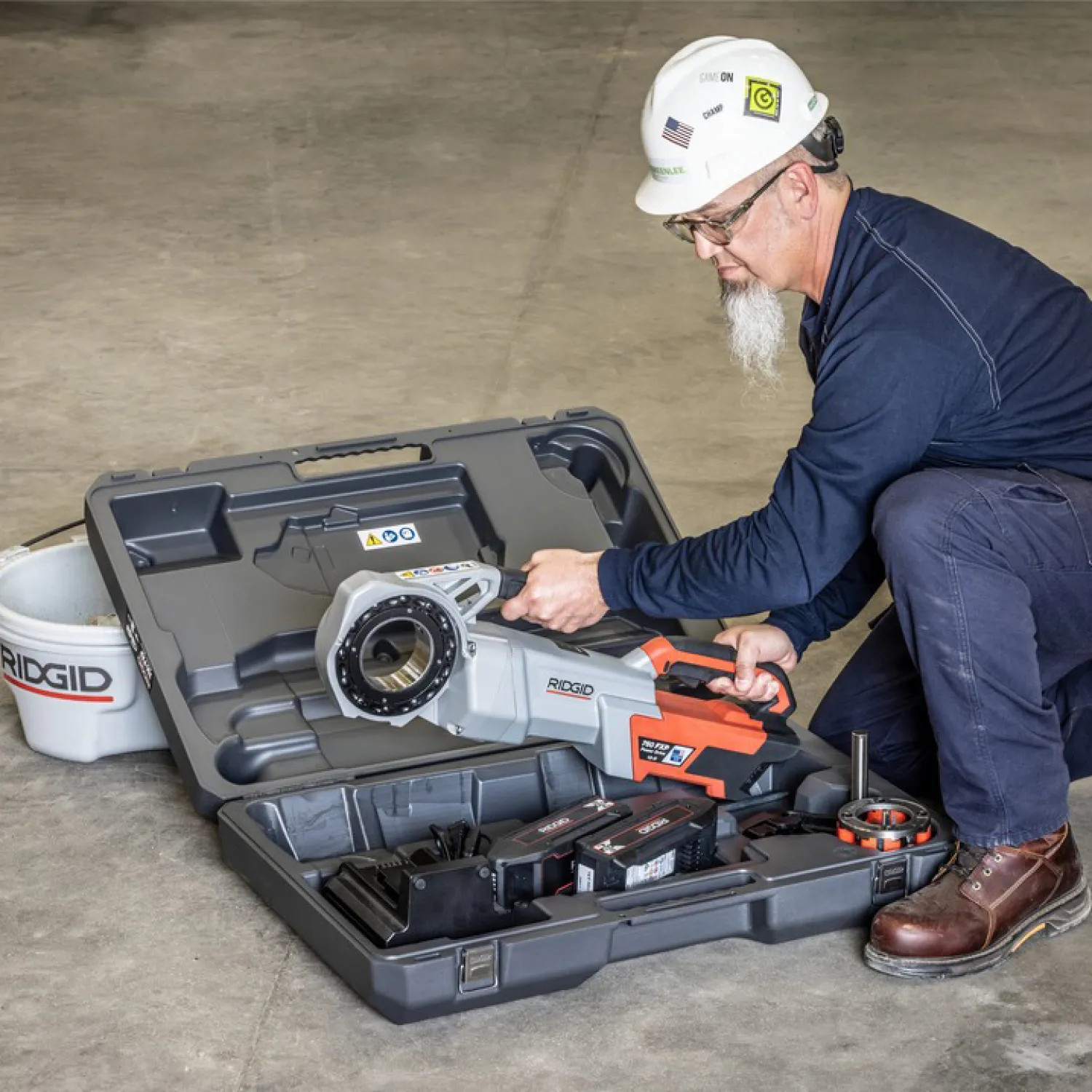 RIDGID 11-R 760 FXP Power Drive with 2x 4Ah FXP Batteries, FXP Charger ...