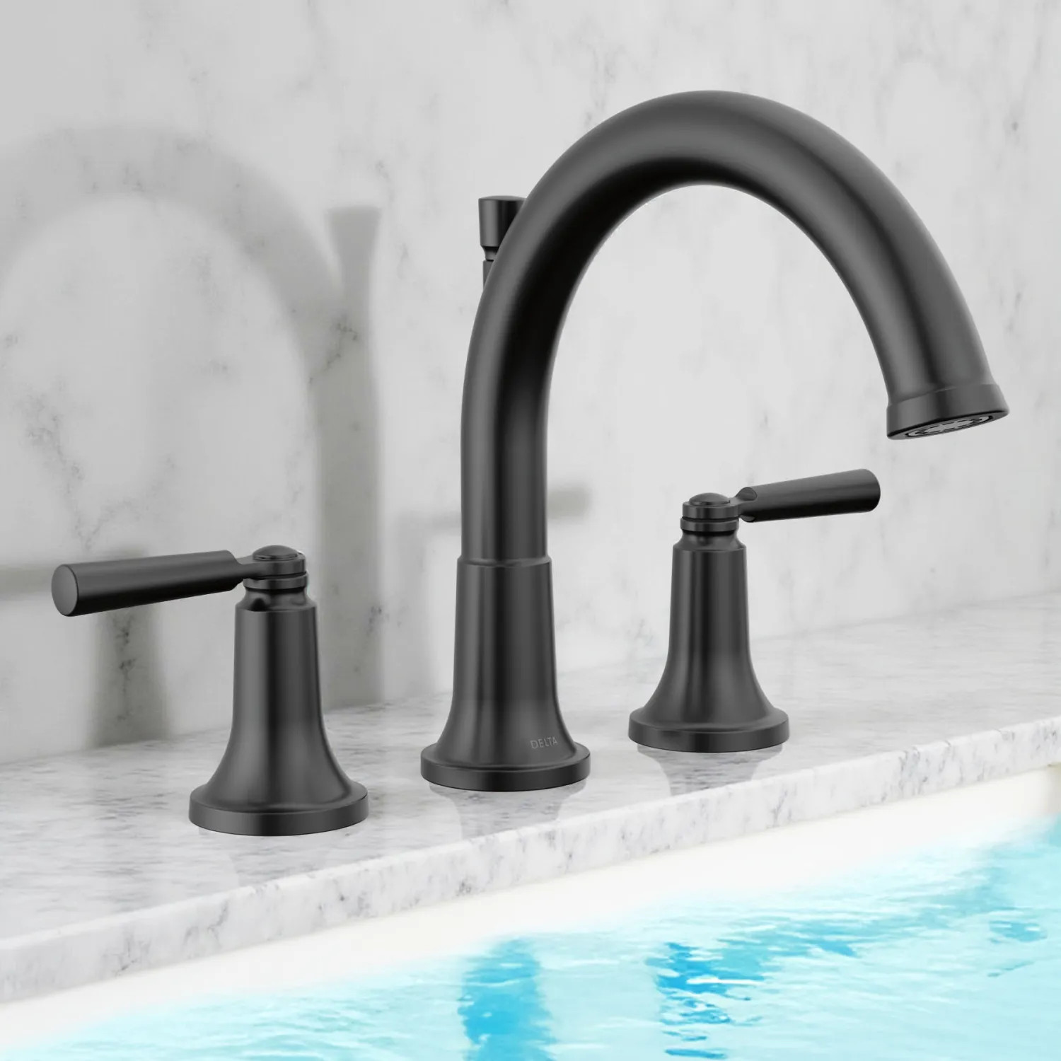 Delta Saylor Roman Tub Trim, High-Arc Spout, Two Lever Handles, ADA ...