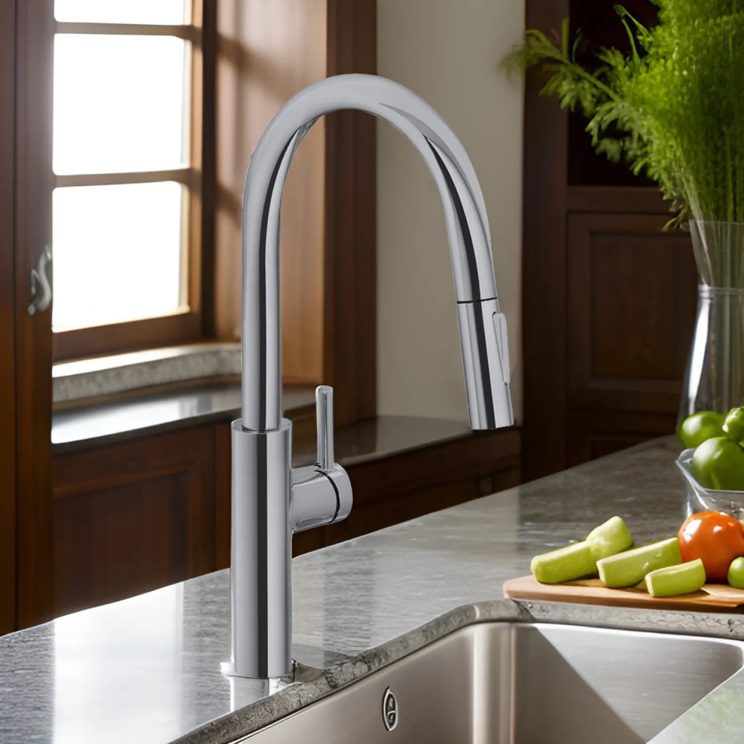 Franke Pescara Single Handle High Arc Pull-Down Kitchen Sink Faucet ...