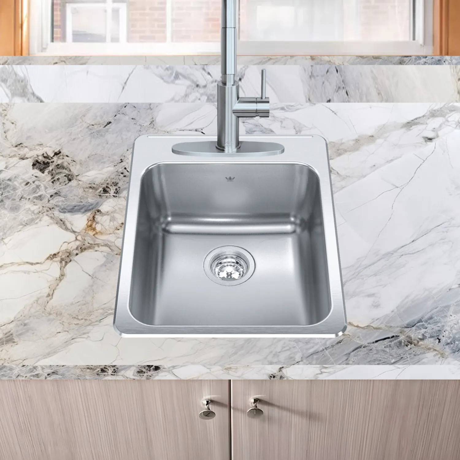 Franke Steel Queen 17-1/4" x 22" Single-Bowl Kitchen Sink, Stainless ...