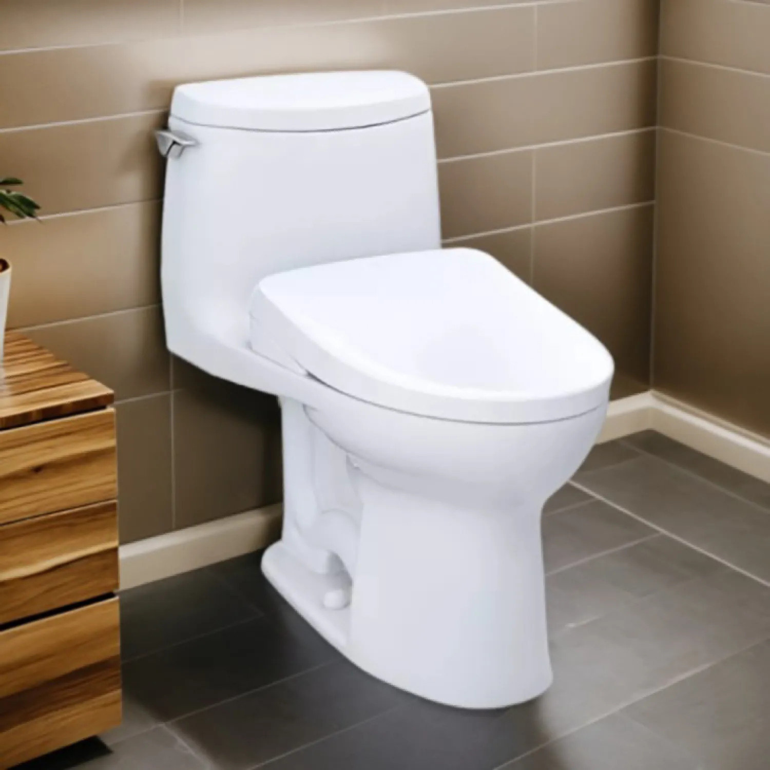 TOTO UltraMax II 1G WASHLET+ One-Piece Toilet with S7A Bidet Seat, Auto ...