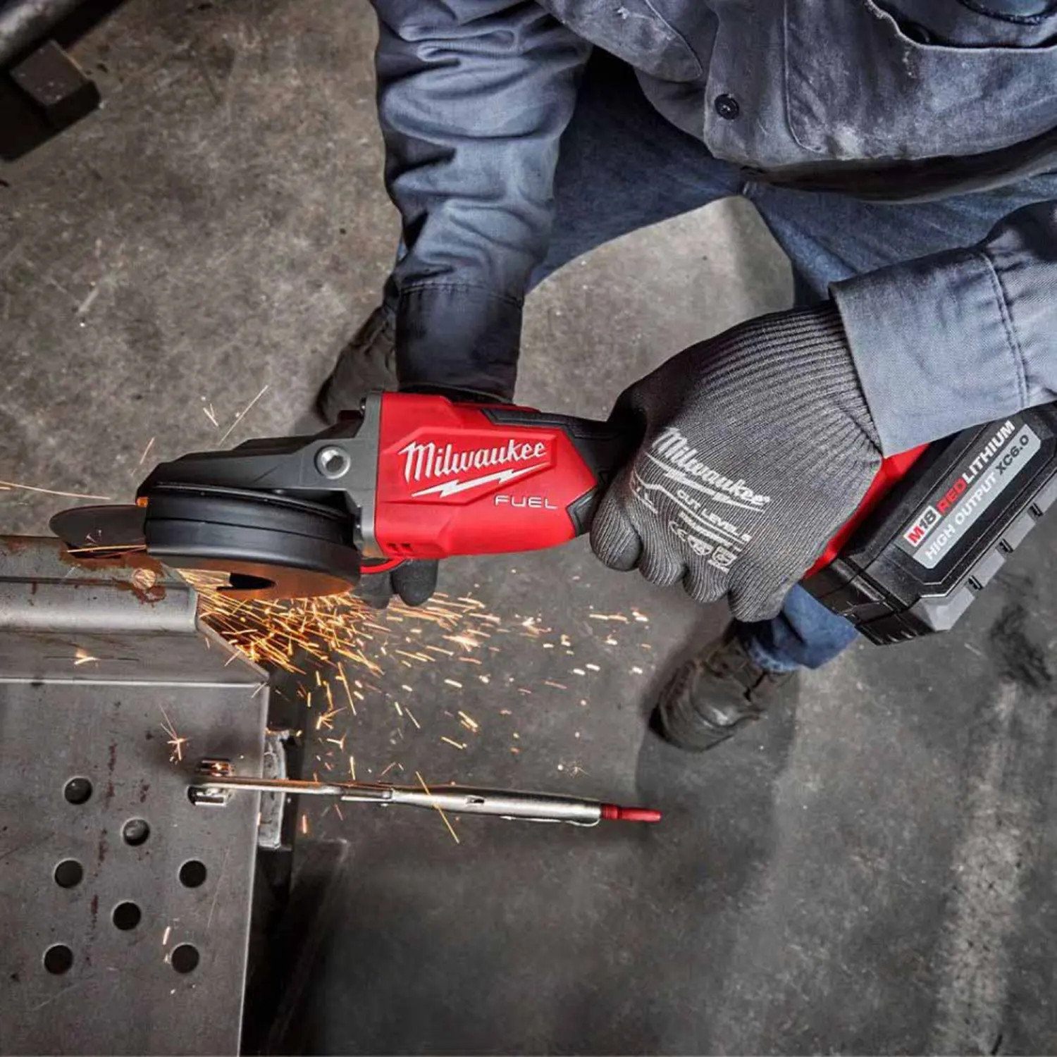 Milwaukee M18 FUEL 5" Flathead Braking Grinder, Slide Switch Lock-On ...