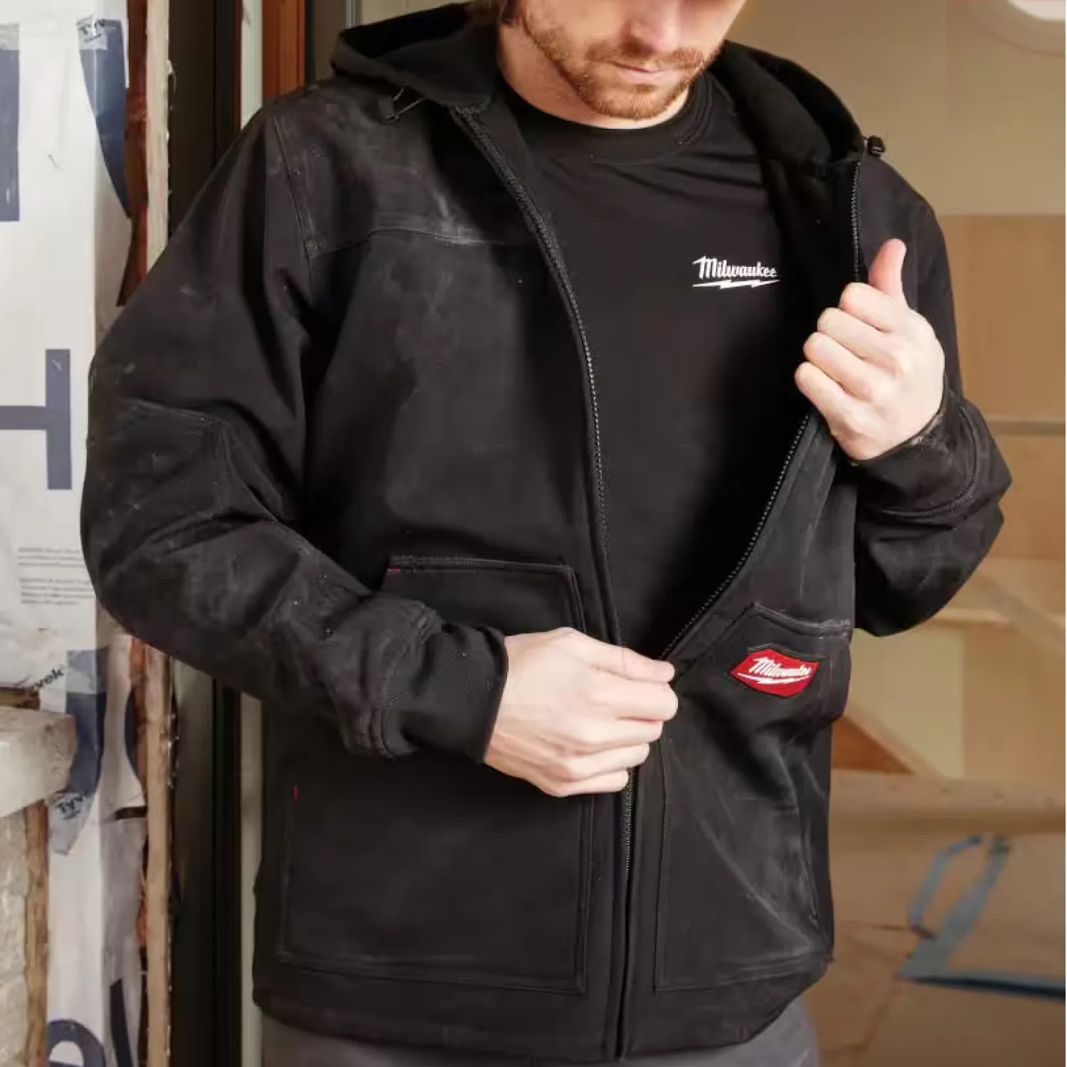 Milwaukee Men's Large Black FREEFLEX Softshell Hooded Jacket - 312B-L