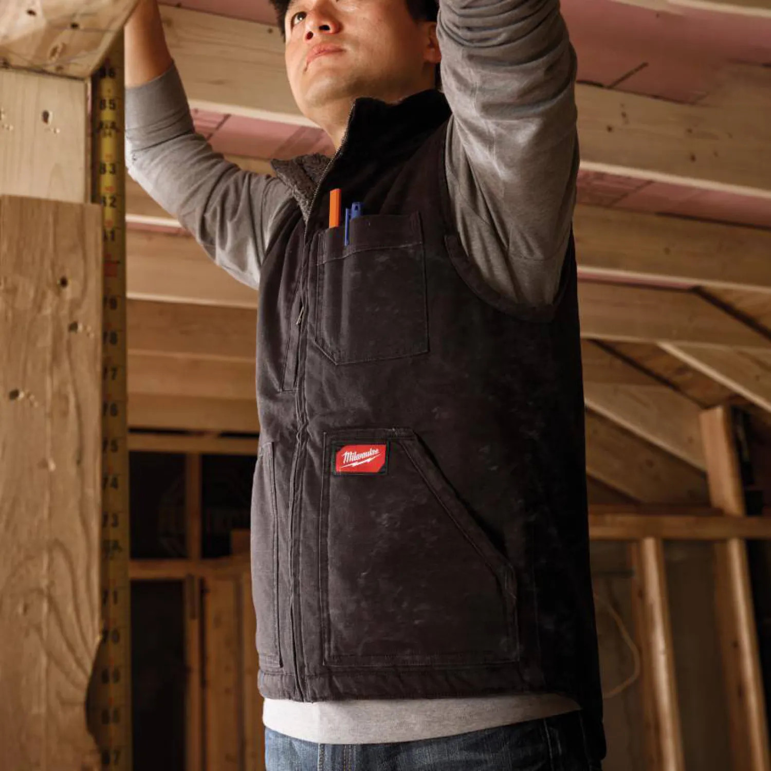 Milwaukee GRIDIRON Heavy Duty Sherpa-Lined Vest, Black, Large - 801B-L