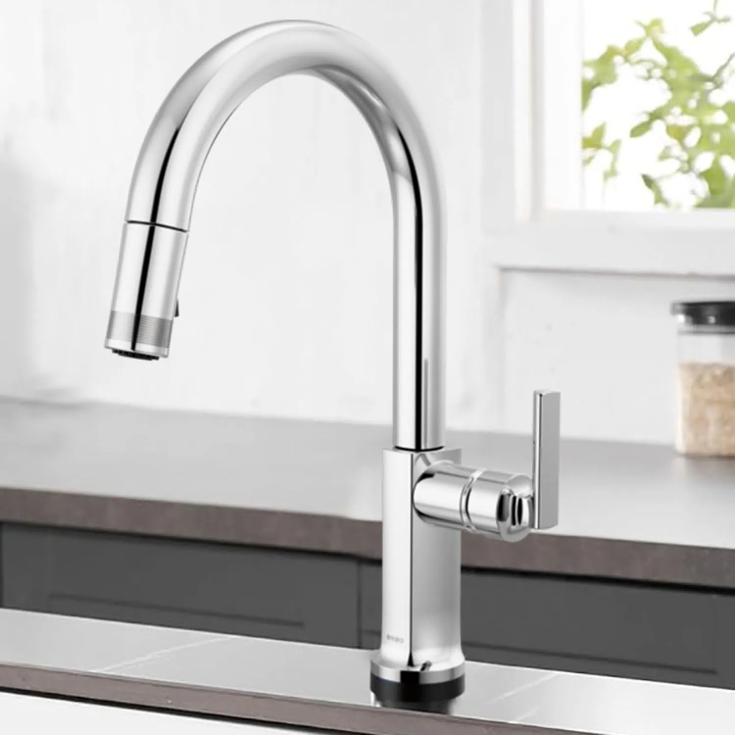 Brizo Kintsu 16-5/8" Single Handle High Arc Pull-Down Kitchen Faucet ...