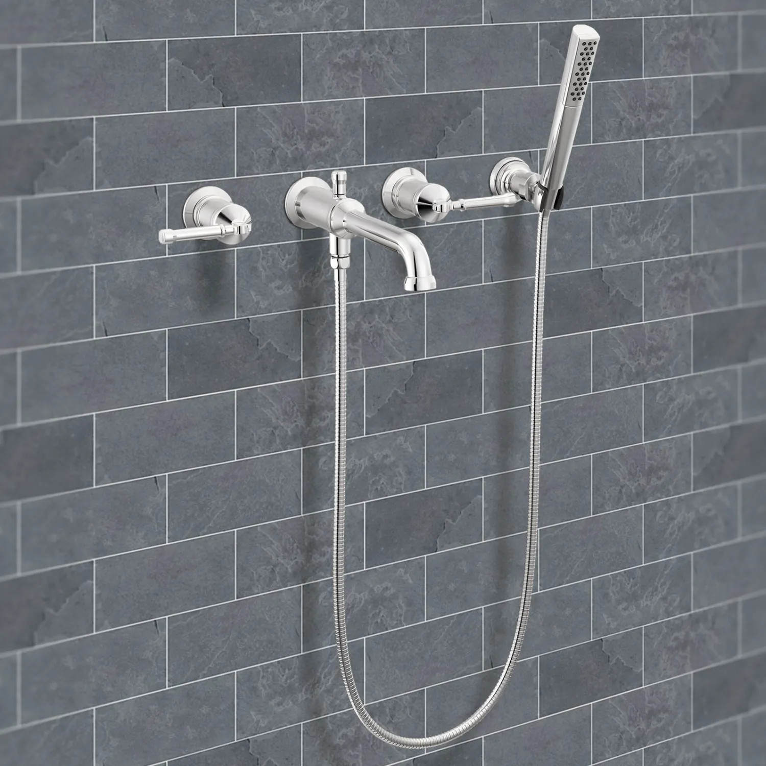 Delta Broderick Wall Mount Tub Filler Trim with Hand Shower, 1.75 GPM ...
