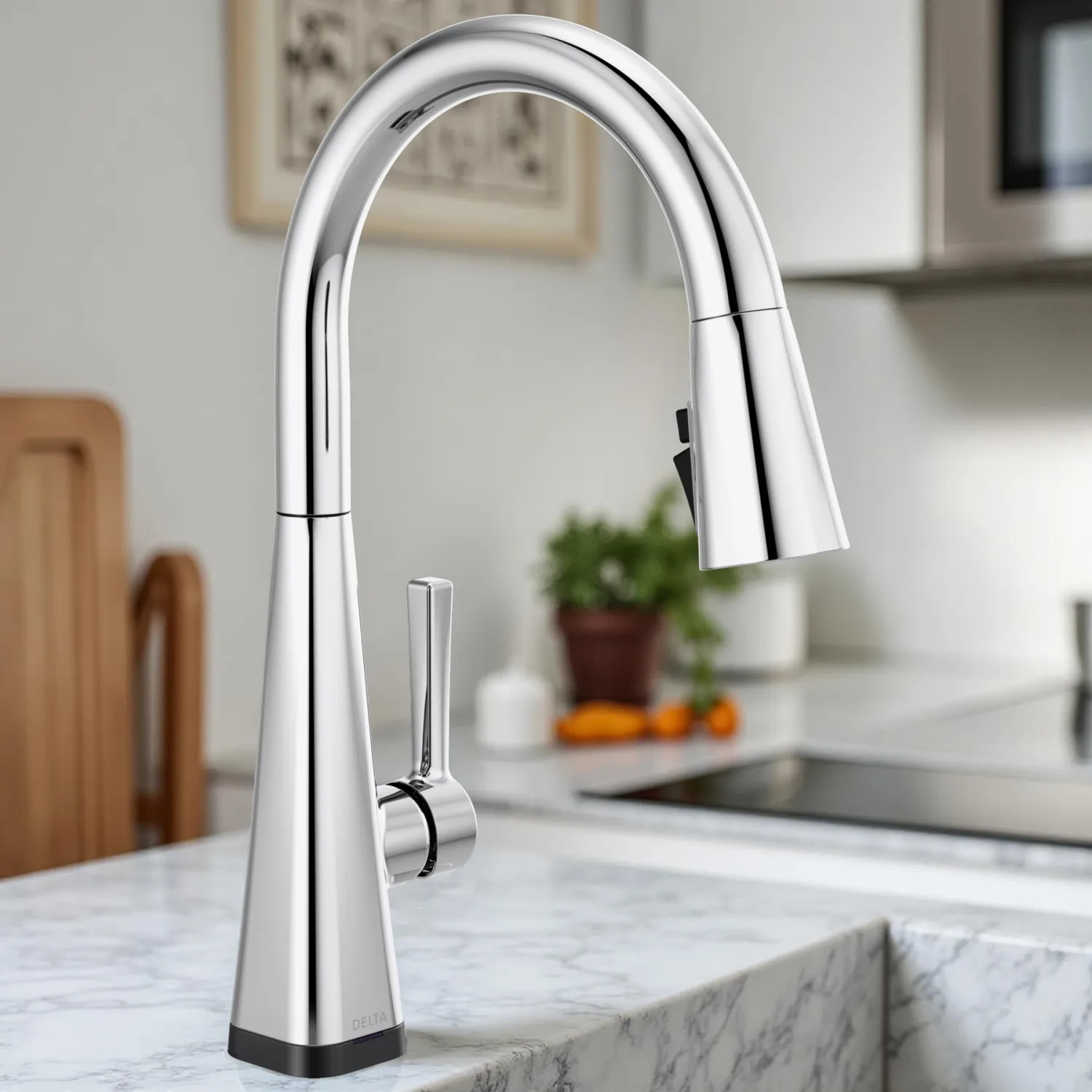 Delta Lenta Pull Down Kitchen Faucet With Touch2O, Single Handle ...