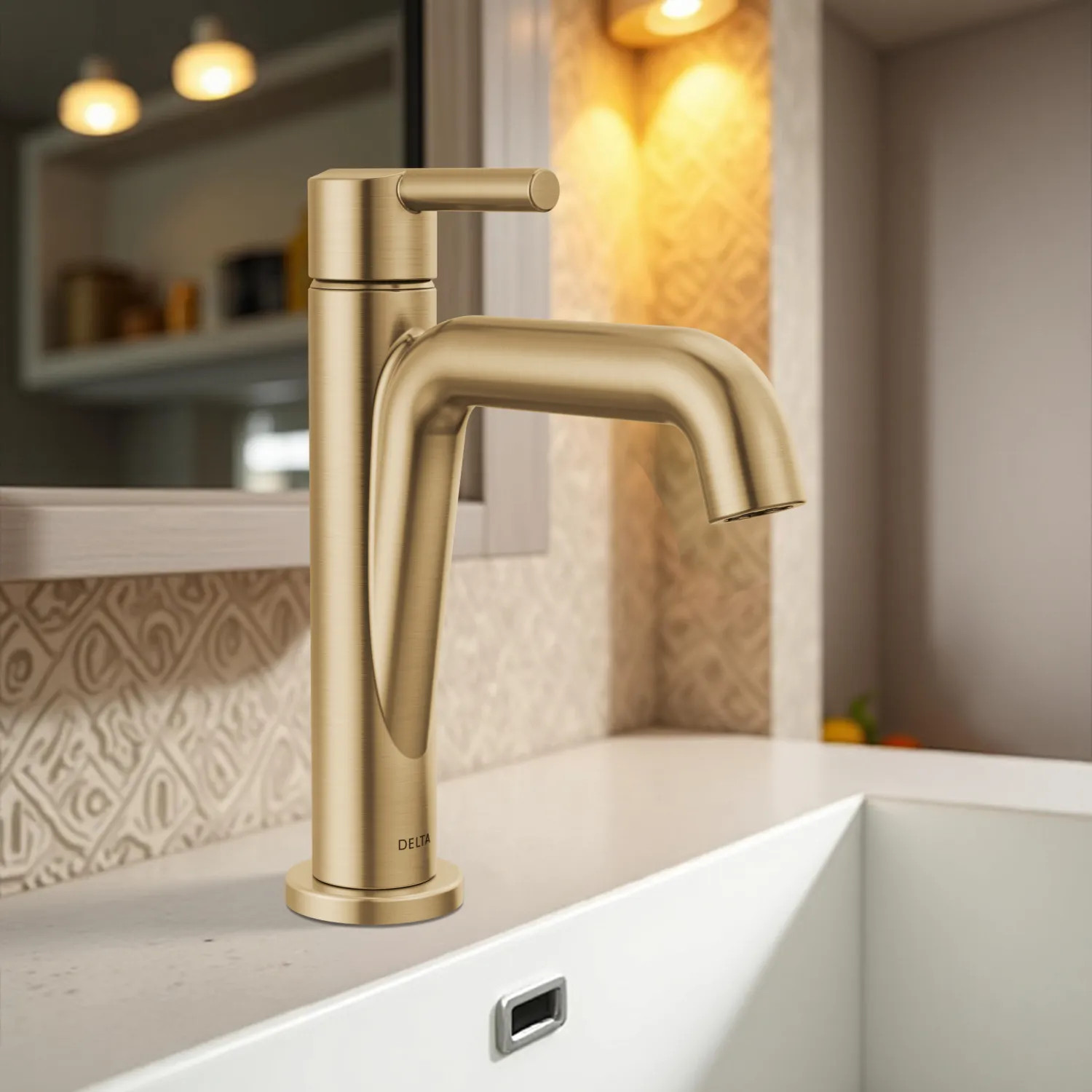 Delta Nicoli Bathroom Faucet, Single Handle, Deck Mount, ADA-Compliant ...
