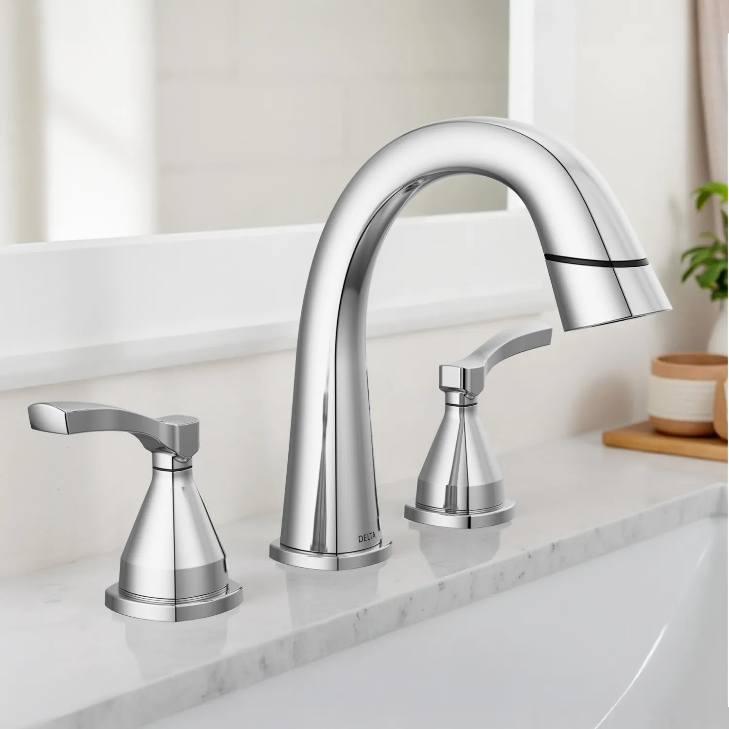 Delta Stryke Widespread Bathroom Faucet, Two Handles, DIAMOND Seal ...