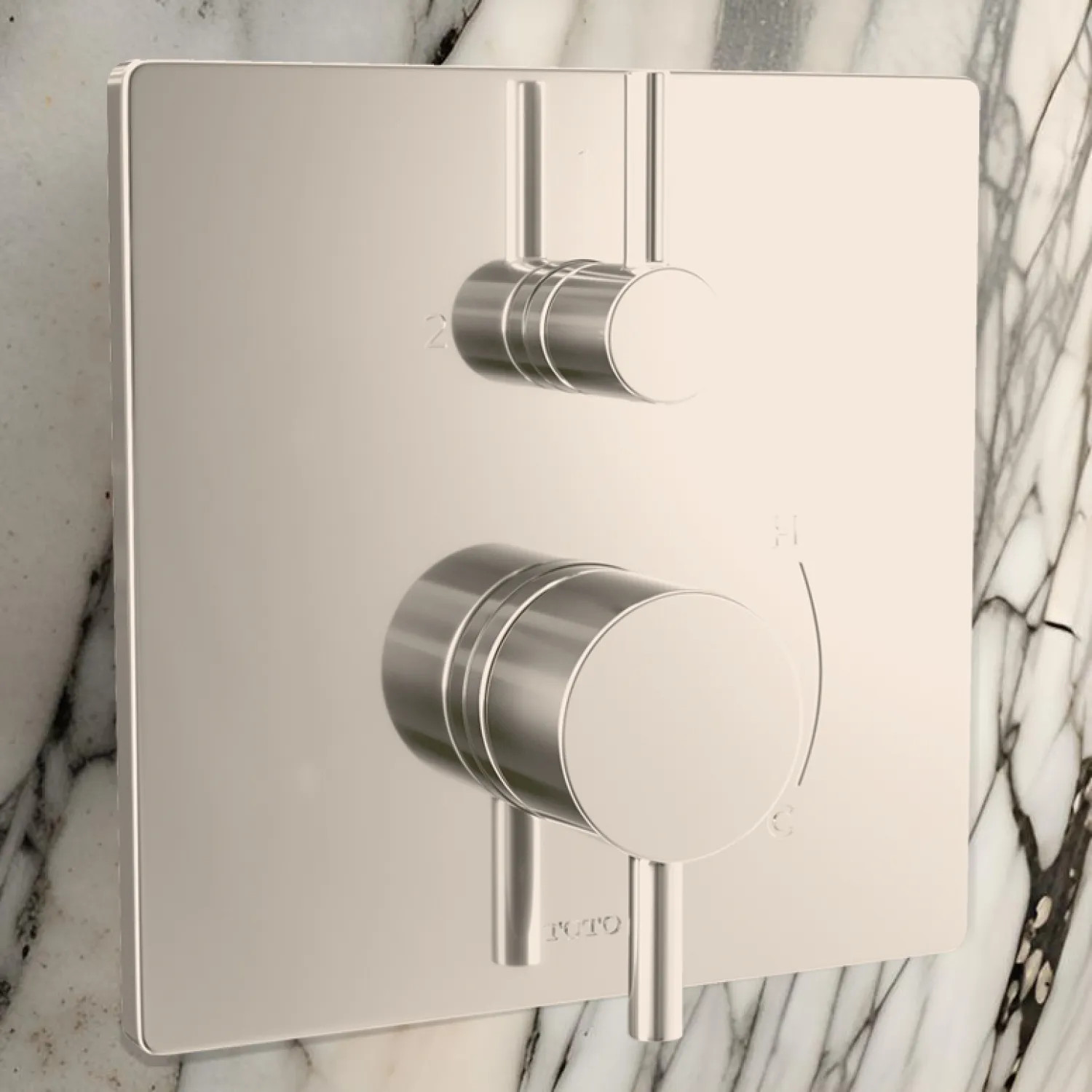 TOTO 7" Square Pressure Balance Valve Trim with Diverter, Lever Handles ...