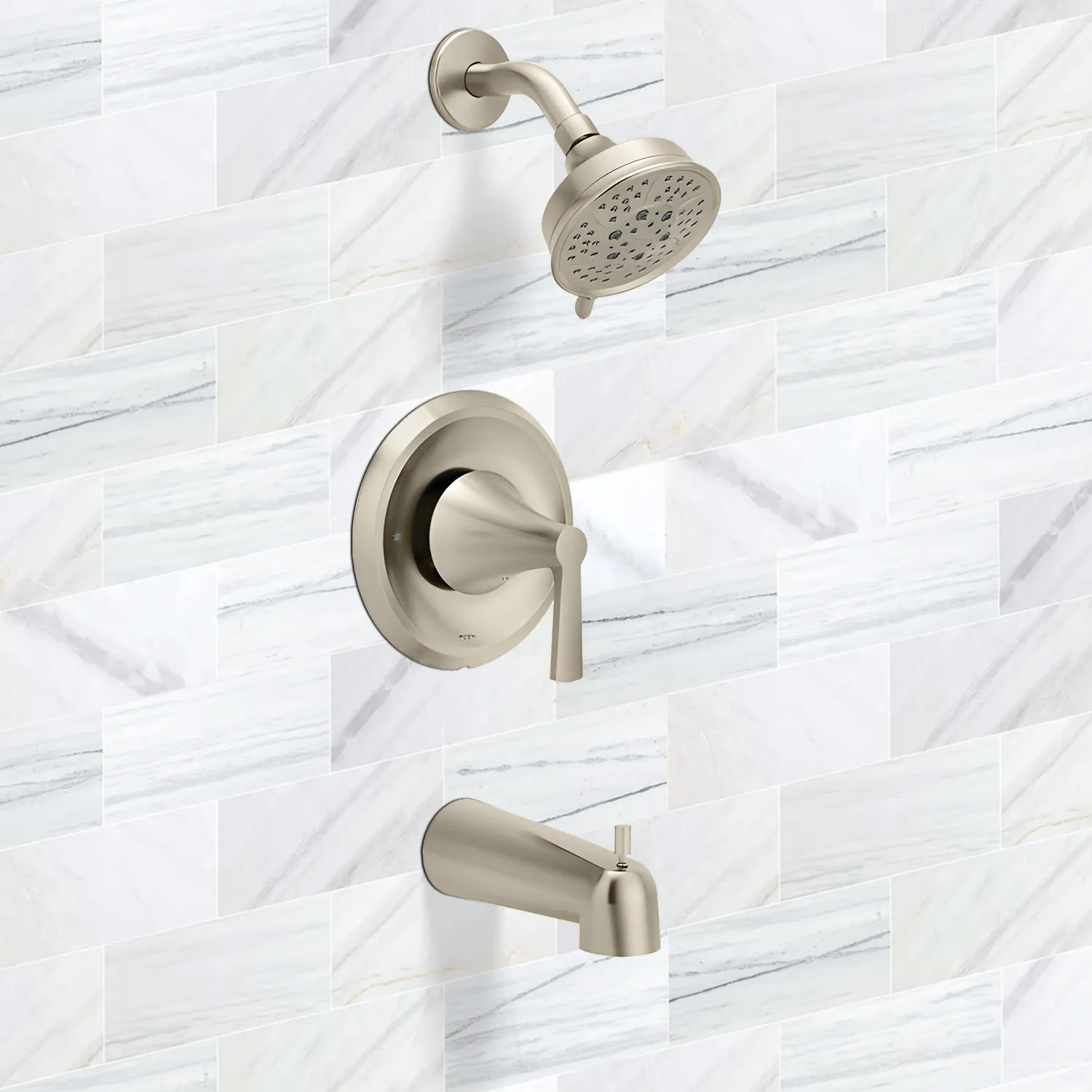 Moen Jase Posti-Temp Tub/Shower Trim, M-PACT, ADA, 1.75 GPM, Brushed Nickel - T2413EPBN