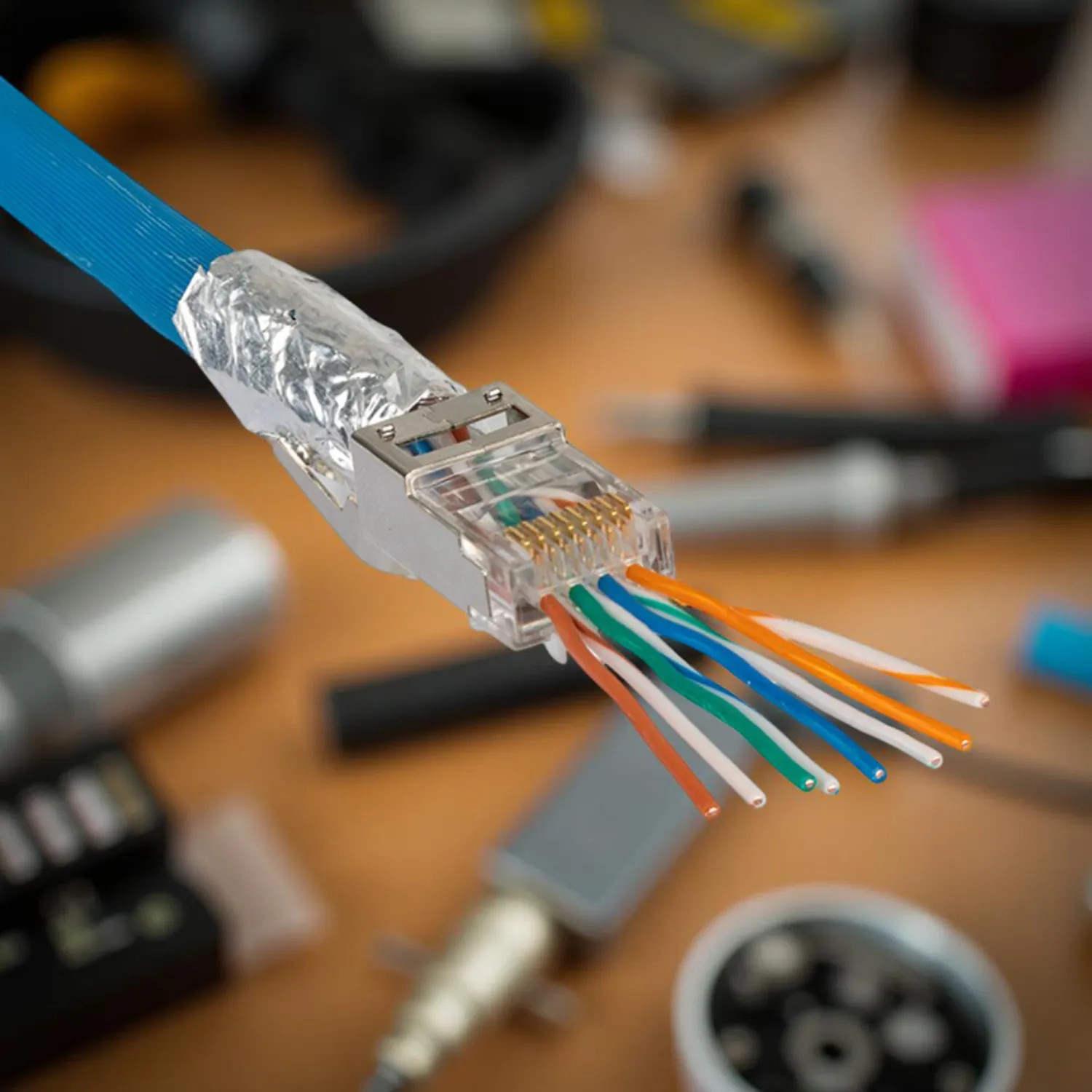 Klein 100-Pack RJ45 Pass-Thru Modular Data Plug, CAT6A, Shielded (STP ...