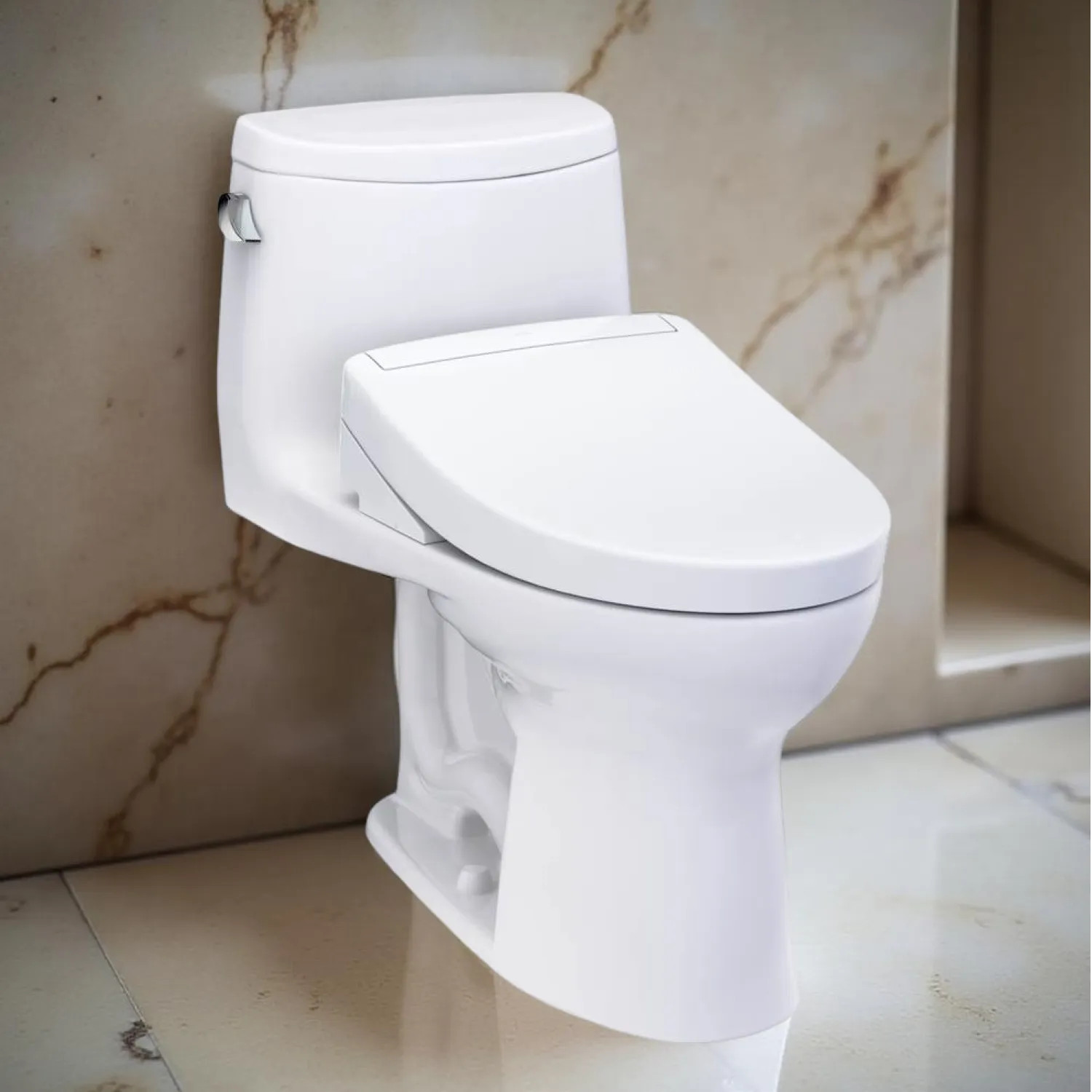 TOTO Ultramax II One-Piece Elongated Toilet w/ S5 WASHLET+ Bidet Seat ...