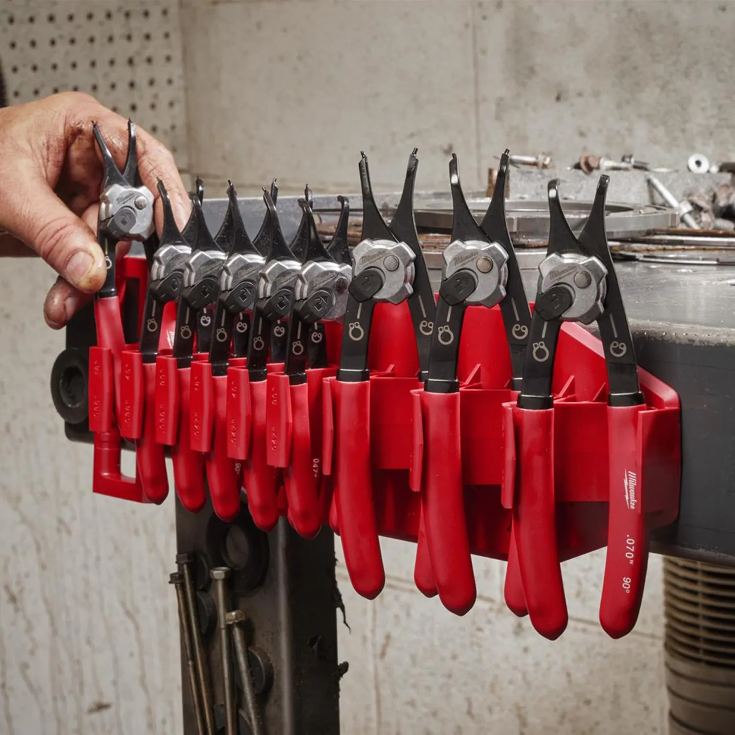 Milwaukee Snap Ring Pliers Set, 9 pieces with Adaptable Storage Rack ...
