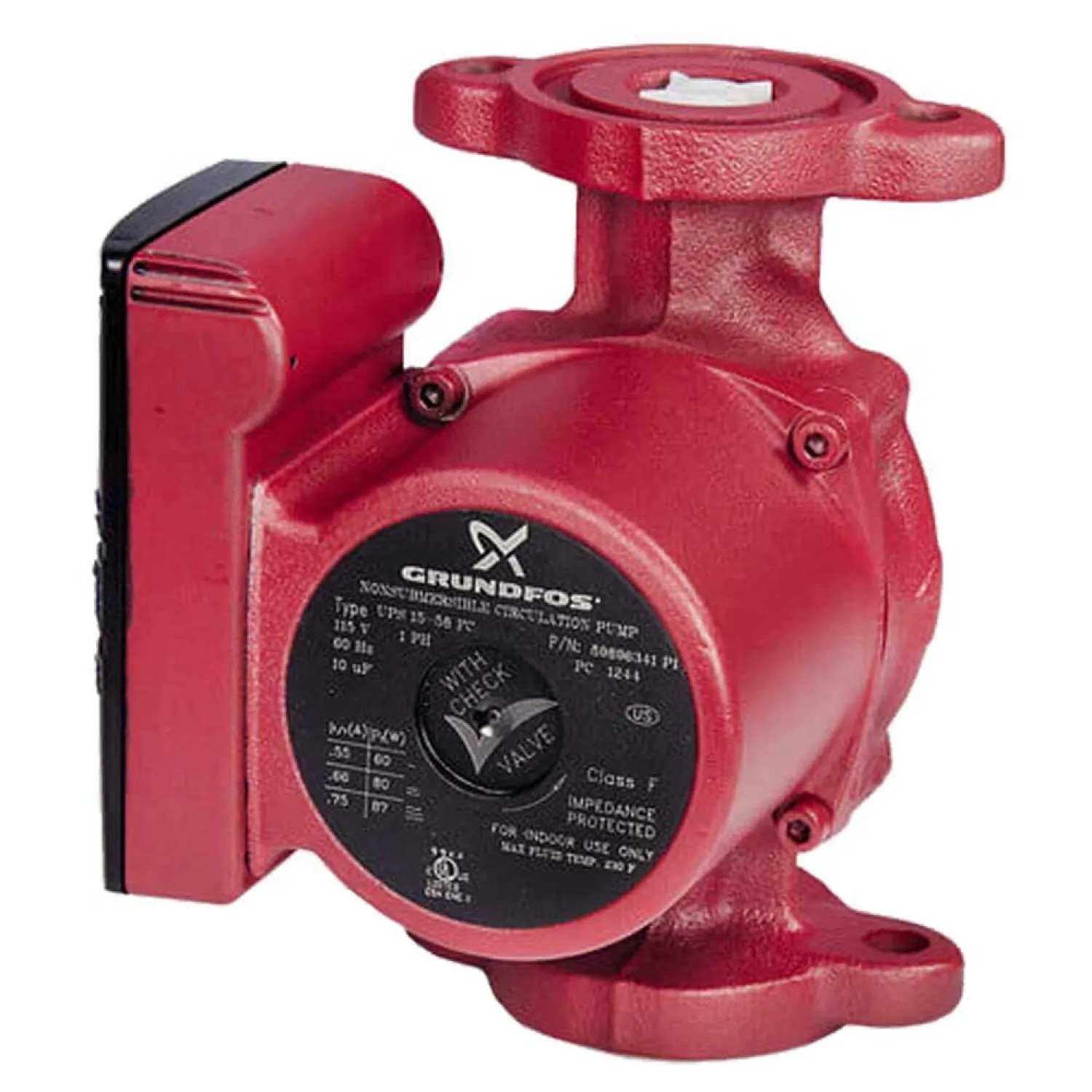 Grundfos UPS 15-58 FC 1-Phase Circulator Pump, 17.2 GPM, 115V, Cast ...
