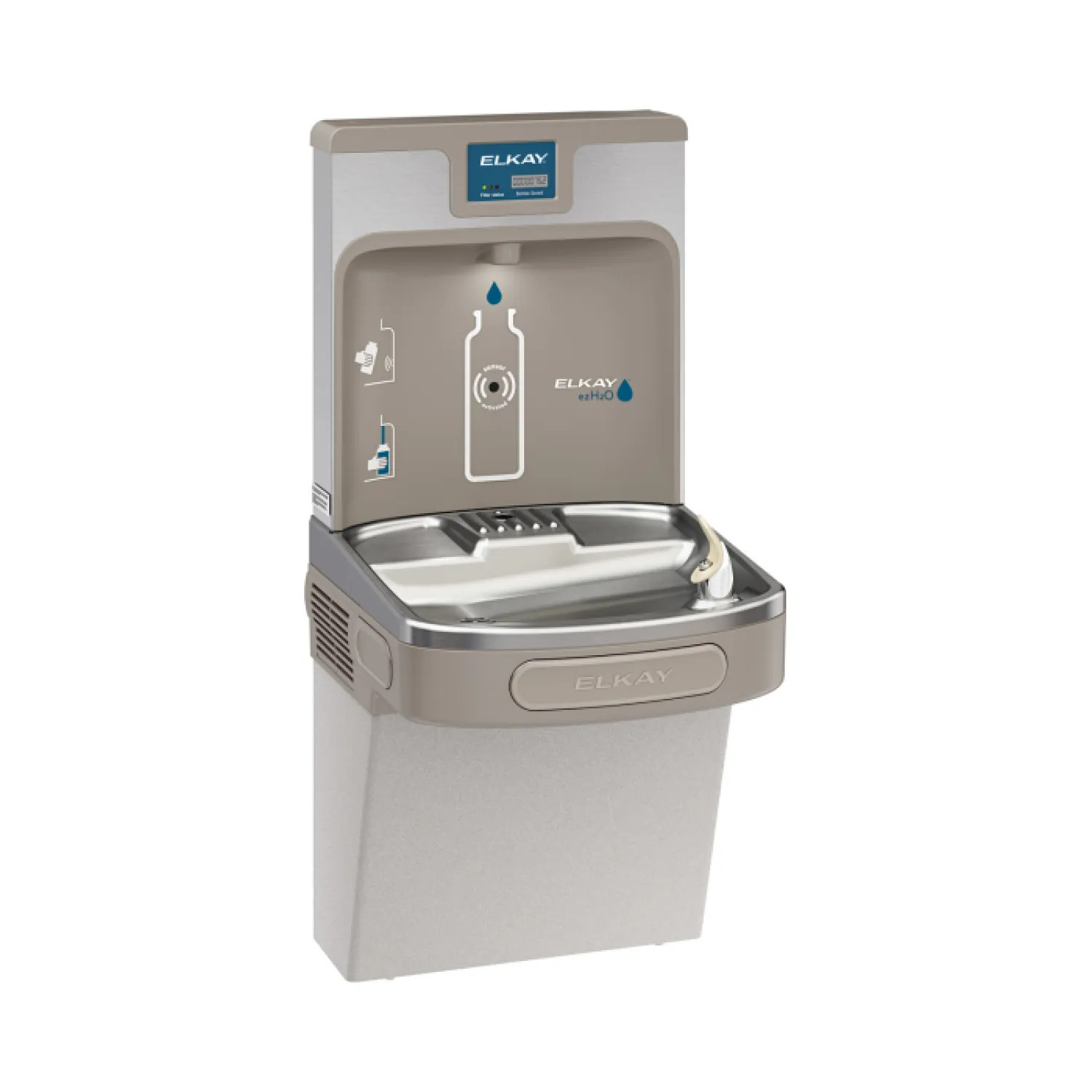 Elkay LZS8WSLP Enhanced ezH2O Bottle Filling Station w/ Single Cooler - Filtered, 8 GPH, Wall ...