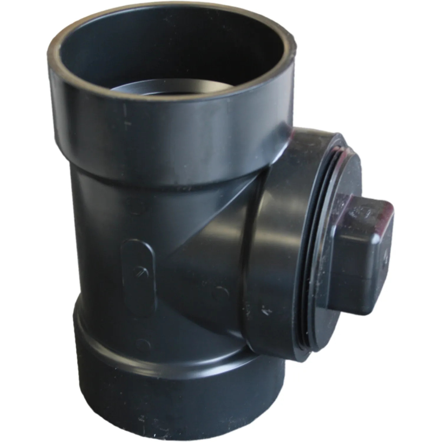 4in ABS DWV Cleanout Tee with Threaded Plug and O-Ring, Hub x Hub x ...