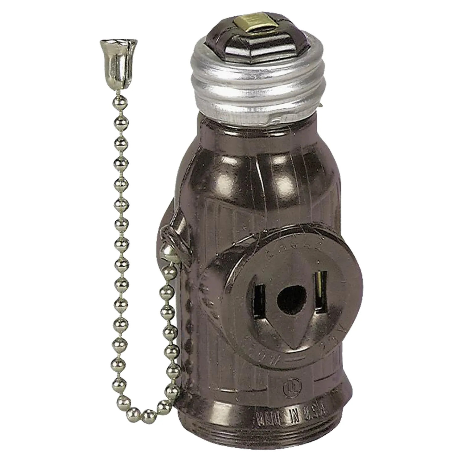 Cooper 718B-BOX Polarized Lampholder Adapter with Pull Chain Switch ...