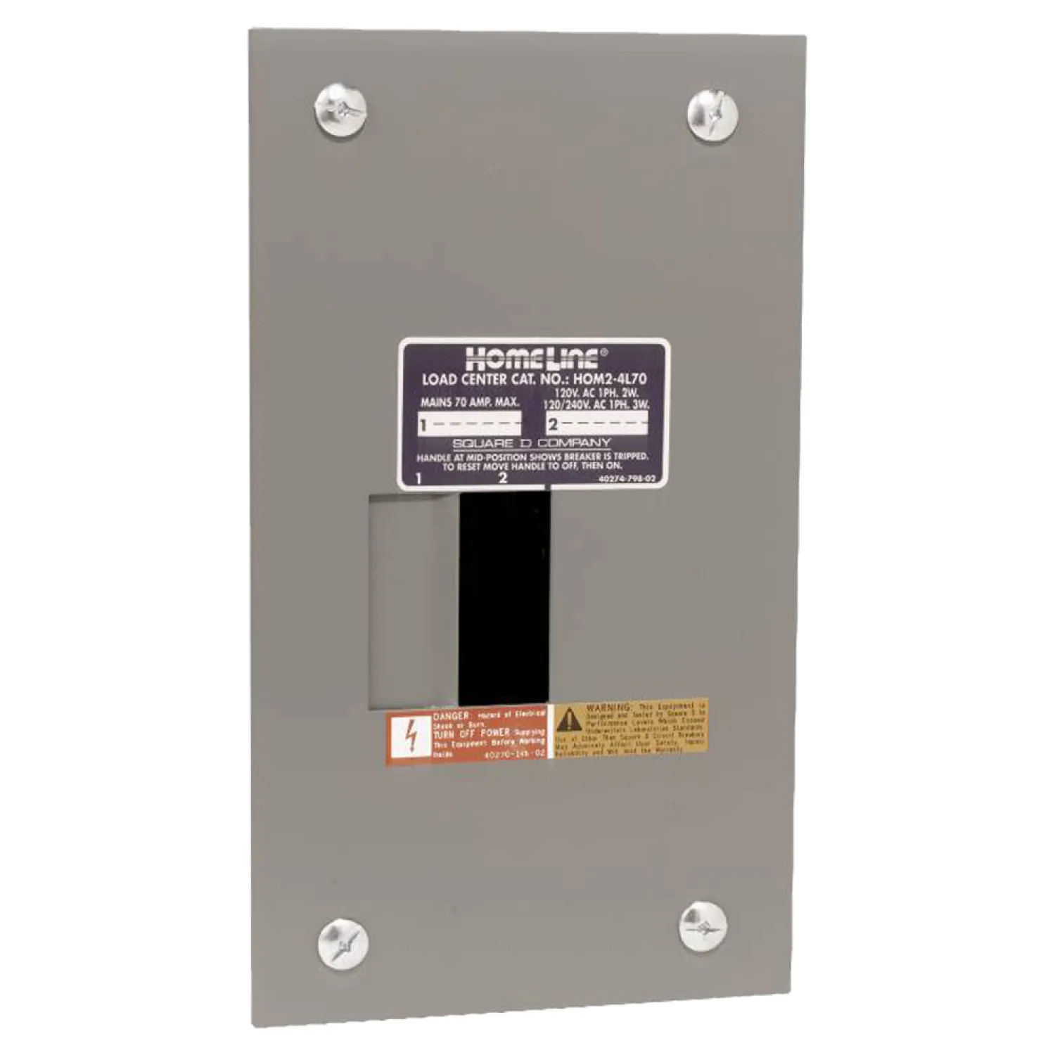 Homeline Square D HOM24L70F Load Center, 120/240 VAC, 70 A, Main lug