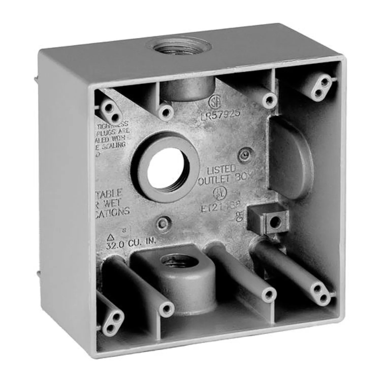 Teddico/BWF 2504-1 Weatherproof Electrical Outlet Box, 2 Gang, 117.3 cu ...