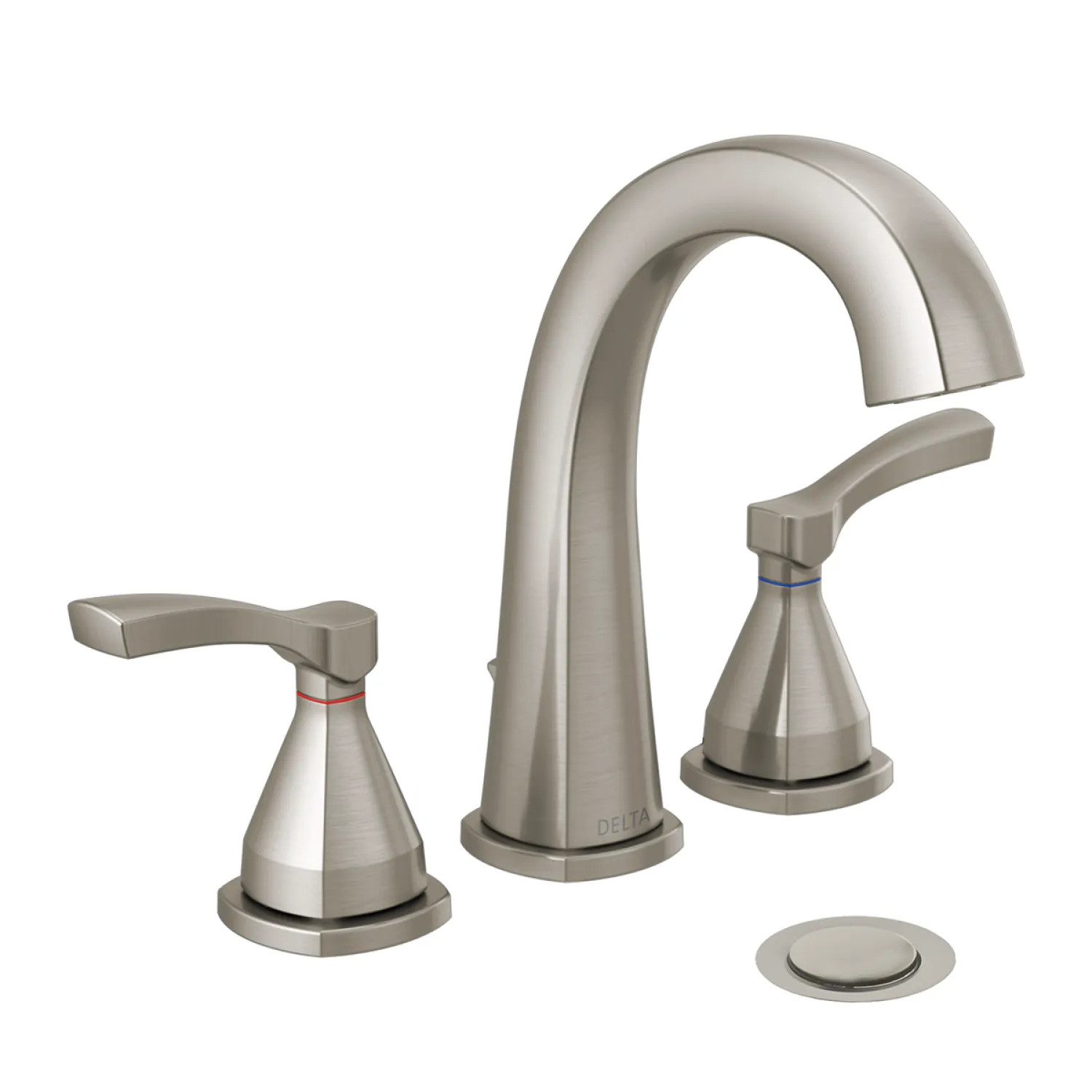 Delta Stryke Widespread Bathroom Faucet With Metal Pop-Up, Two Lever ...