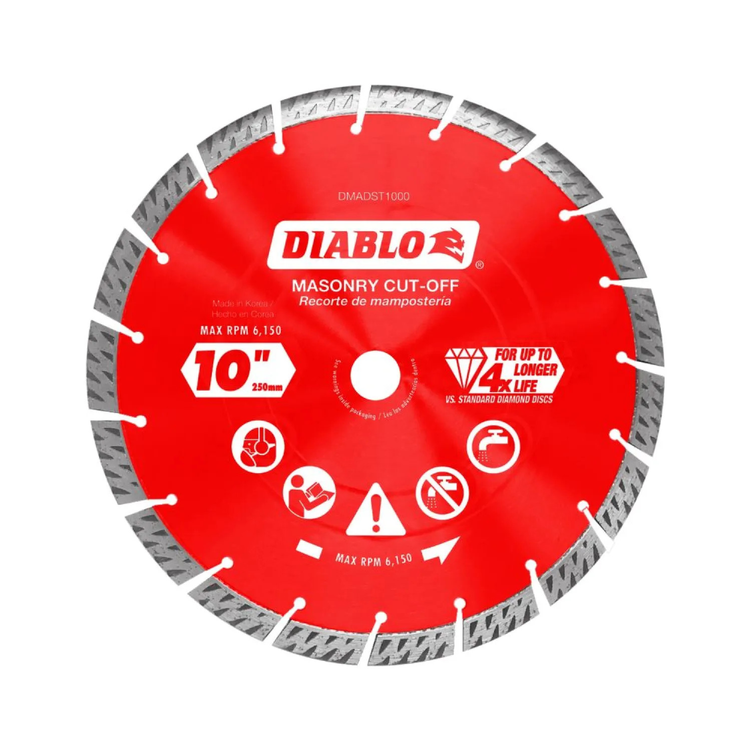 Diablo 10" Diamond Segmented Turbo Masonry Cut-Off Blade, 2.6mm Kerf ...