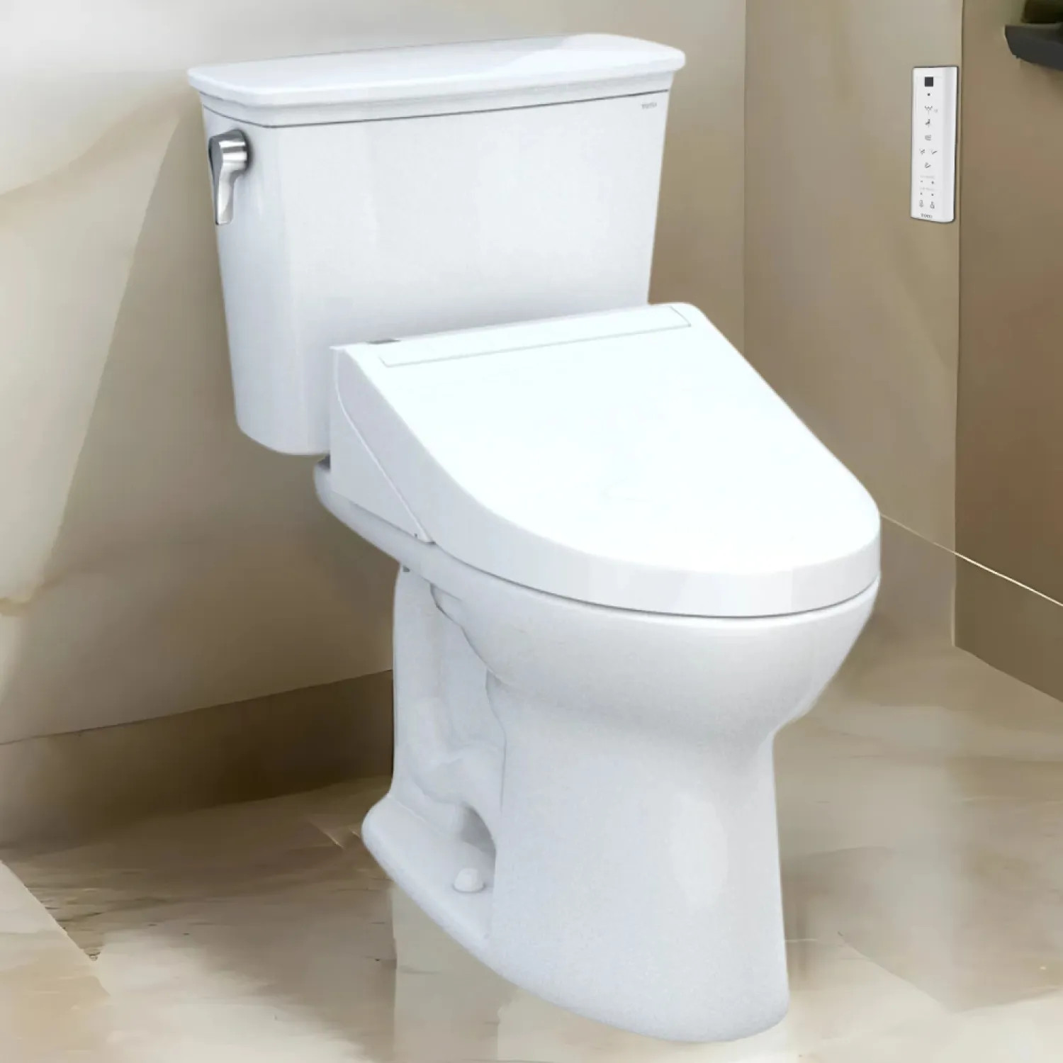 TOTO Drake WASHLET+ Two-Piece Elongated Toilet with C5 Bidet Seat, 10 ...