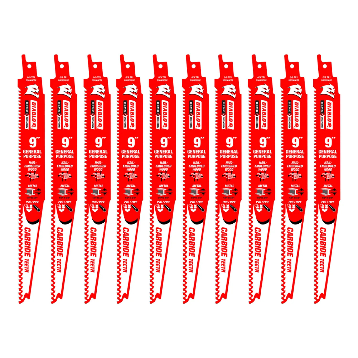 Diablo Demo Demon 10-Pack 9in Carbide General Purpose Reciprocating Saw ...