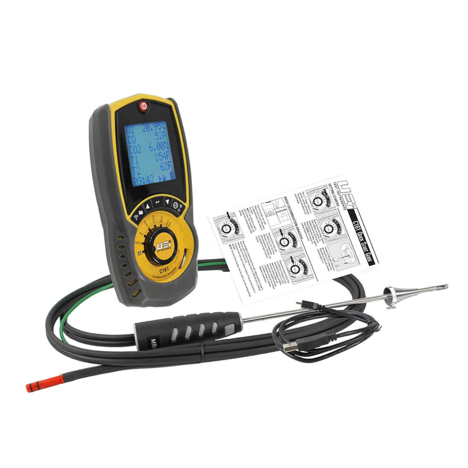 UEi Residential Combustion Analyzer Kit With Printer, K-Type ...