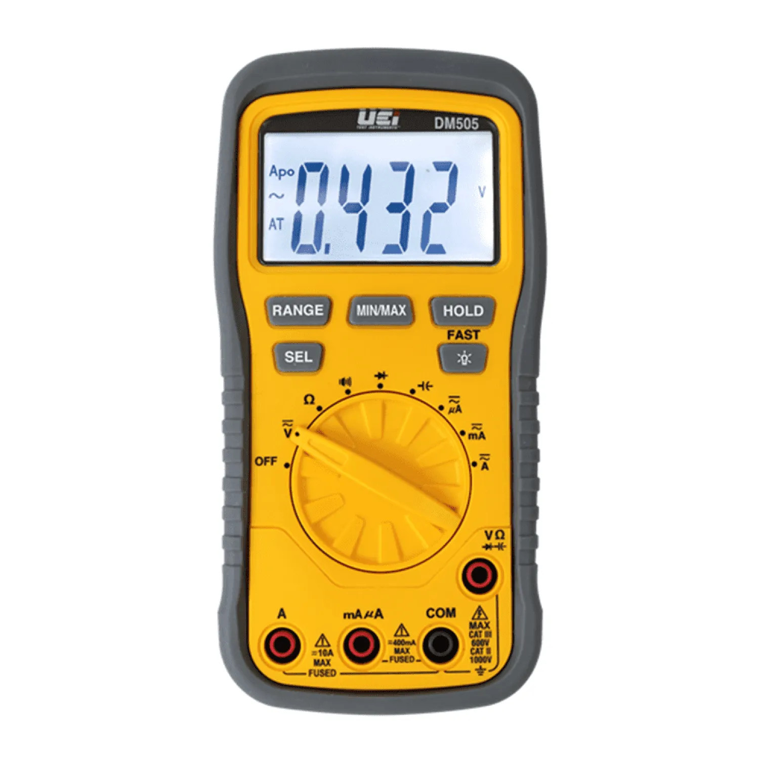UEi 1000V AC/DC Digital Multimeter with Test Leads, Alligator Clips, AA ...