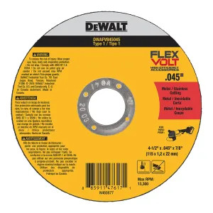 DeWALT DWAFV845045B5 4-1/2" FlexVolt Metal Cutting Stainless Steel Wheel