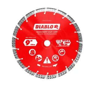 Diablo 9" Diamond Segmented Turbo Masonry Cut-Off Blade, 2.6mm Kerf ...