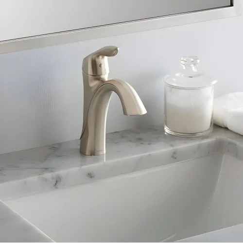Moen Eva One-Handle High Arc Brushed Nickel Bathroom Faucet with Metal ...