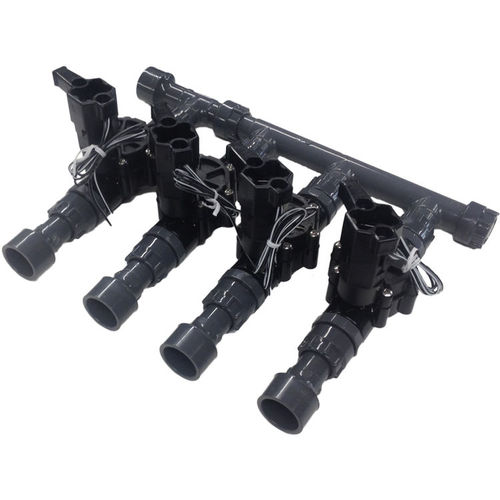 4-Valve Sprinkler Manifold Setup without Flow Control - Rain Bird 0.75 ...