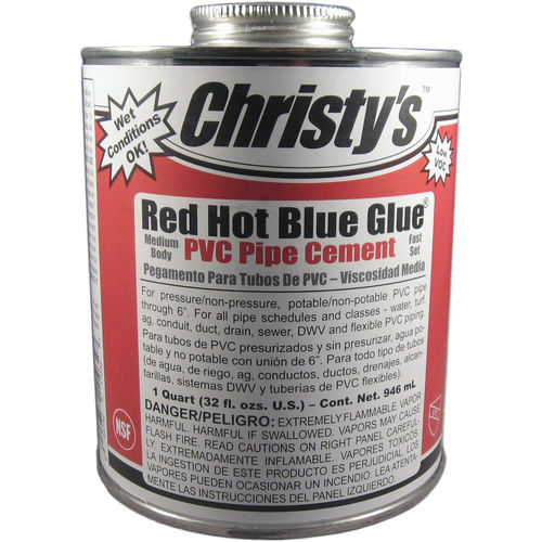 Christy's Red Hot Blue Glue PVC Pipe Cement, Medium Body, Fast Set ...